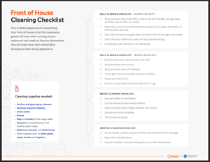 Restaurant cleaning checklist